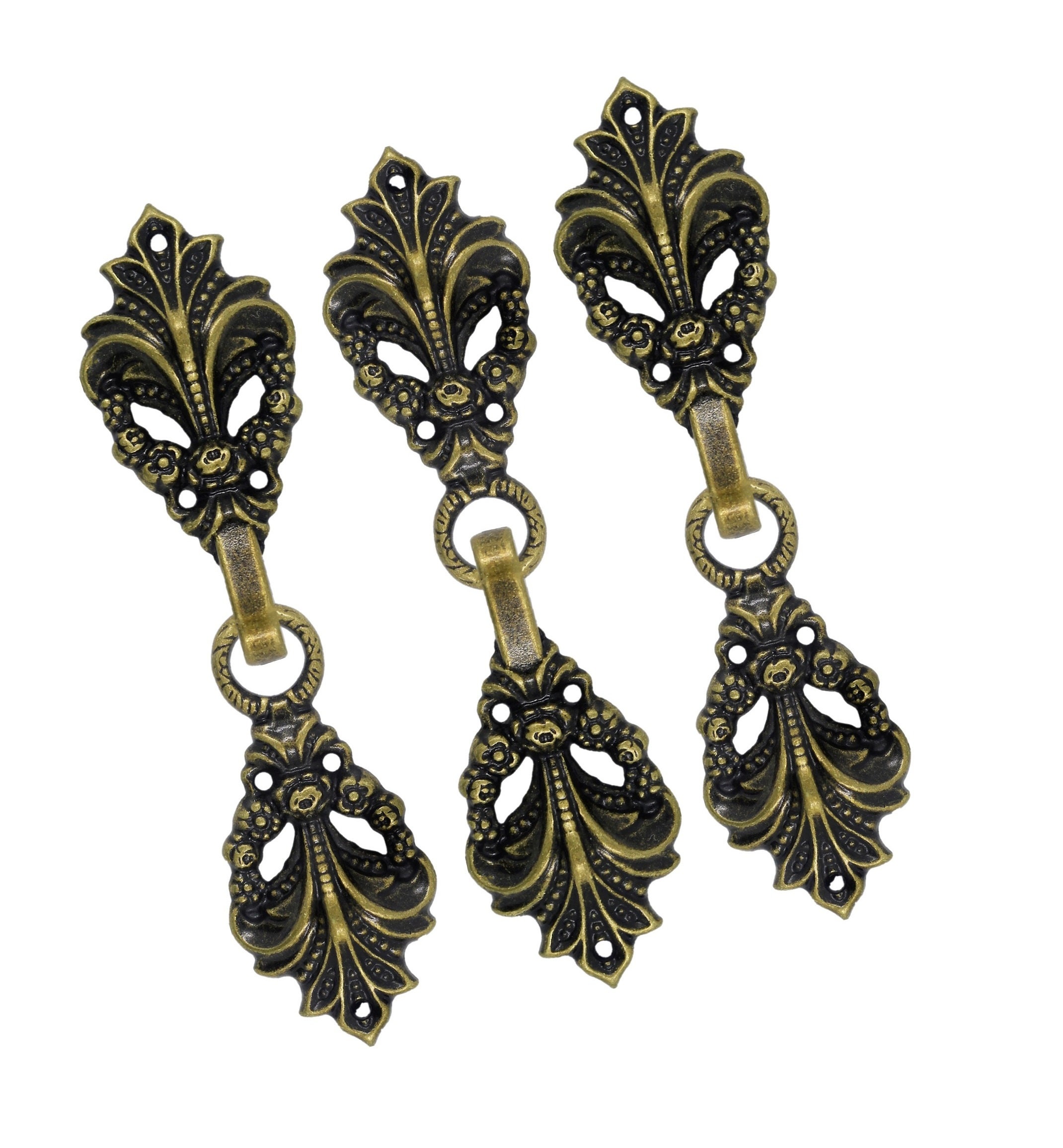 Bezelry 6 Pairs Antique Brass Arabesque Flower Garland Sew on Cape or ...