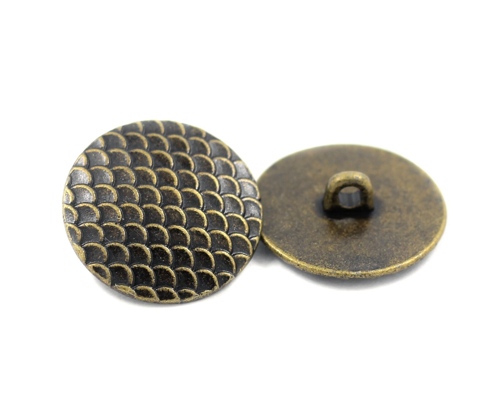 10 Pieces Antique Brass Dragon Scales Metal Shank Buttons. 23mm (7/8 ...