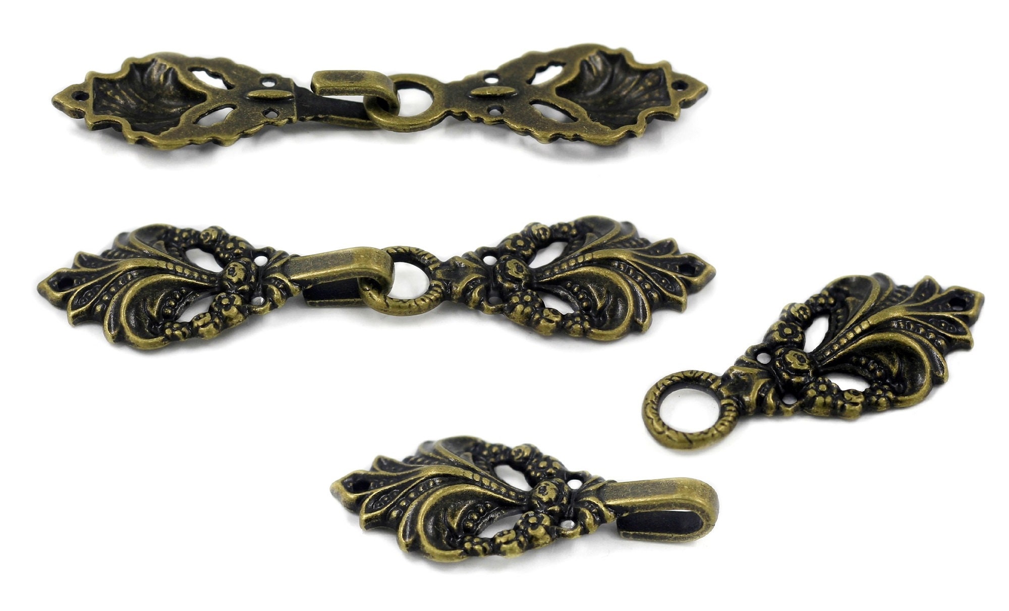 Bezelry 6 Pairs Antique Brass Arabesque Flower Garland Sew on Cape or ...