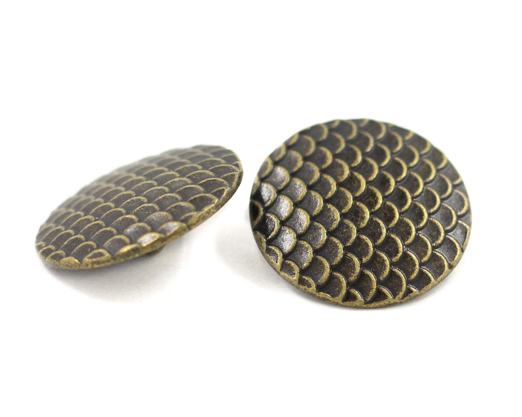 10 Pieces Antique Brass Dragon Scales Metal Shank Buttons. 23mm (7/8 ...