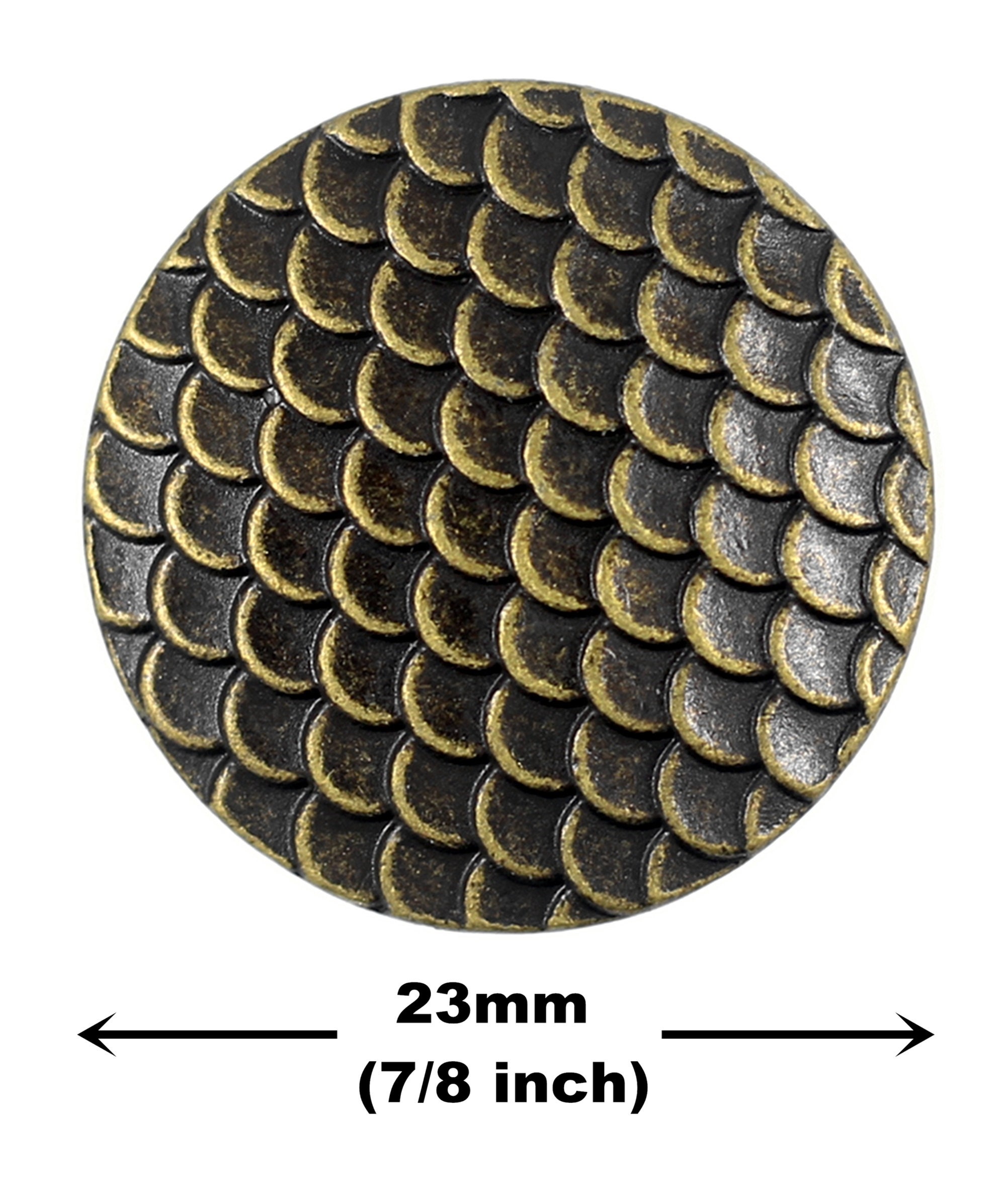 10 Pieces Antique Brass Dragon Scales Metal Shank Buttons. 23mm (7/8 ...