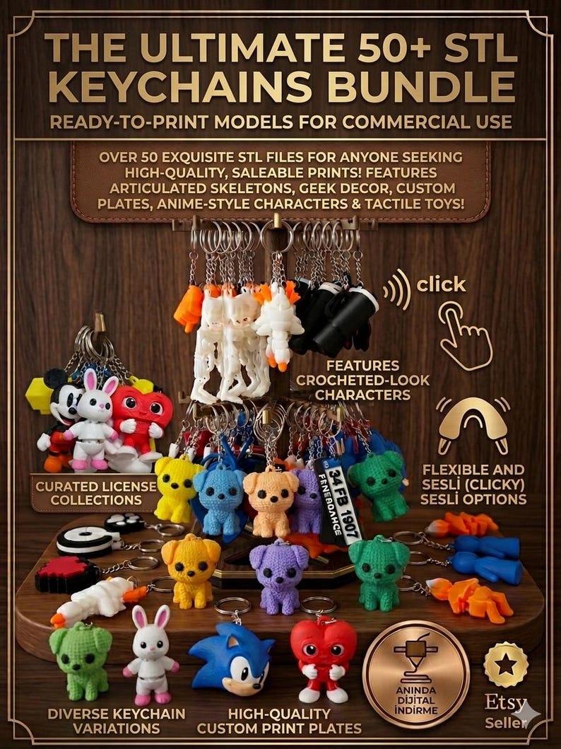 Ultimate 50+ STL Keychain Bundle|3d Print Files for Commercial Use ...