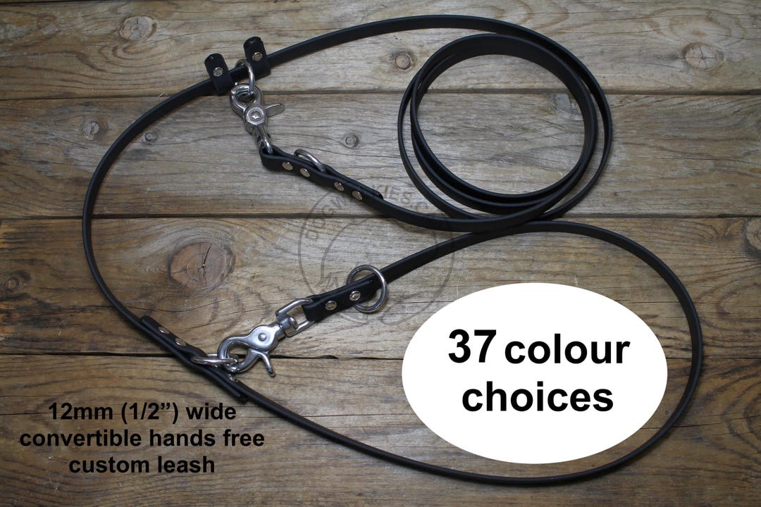 Thin Biothane Convertible Dog Leash (12mm Wide) - Waterproof, Hands ...