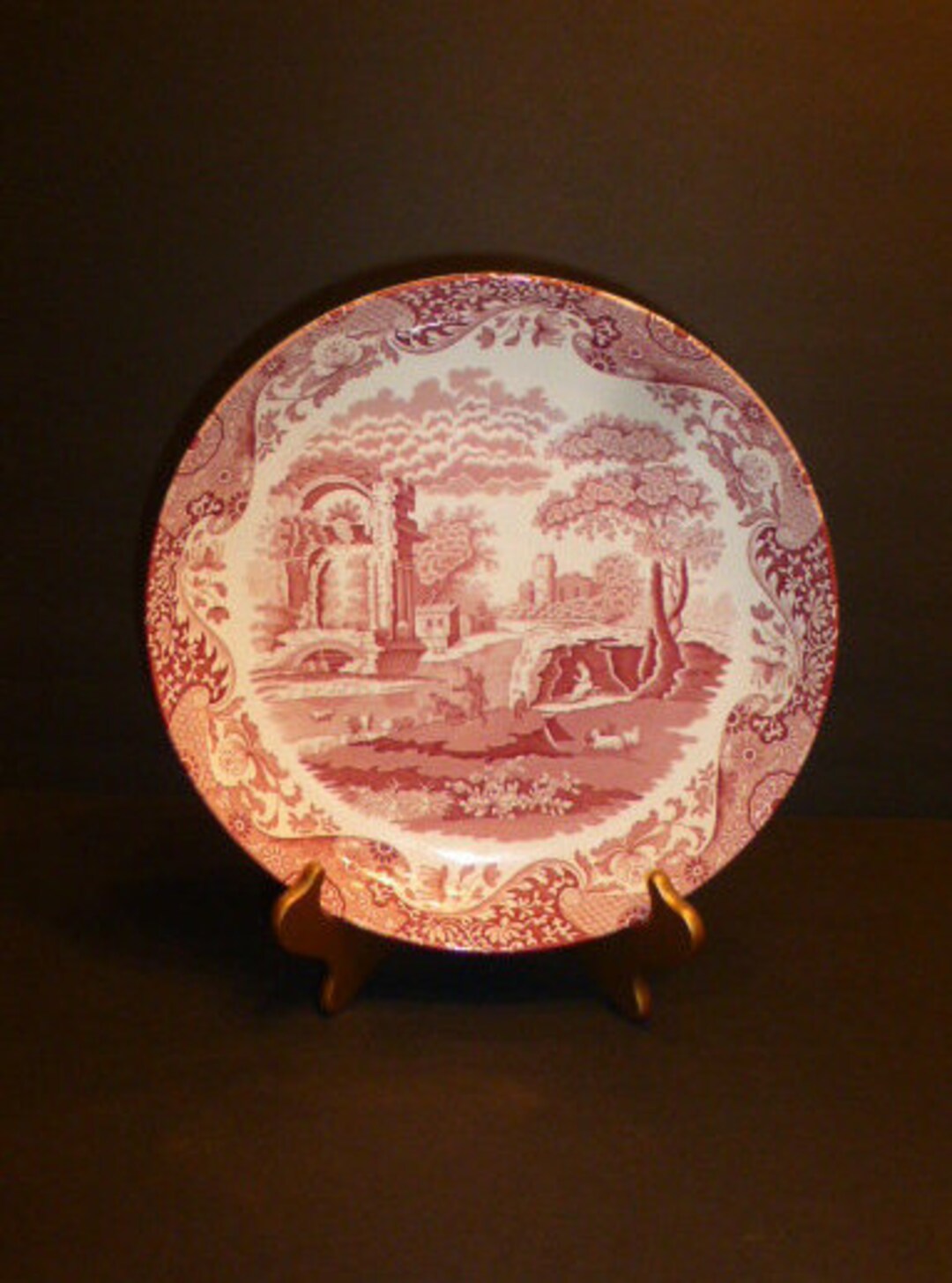 Spode, Made in England, Italian Spode Design, 11 3/4"d. Rose- Pink ...