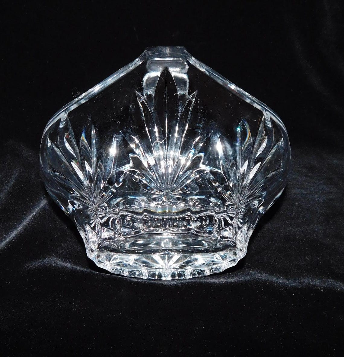 Vintage Heavy Lead Crystal Fancy Cut "split" Handle Basket, Bohemia ...