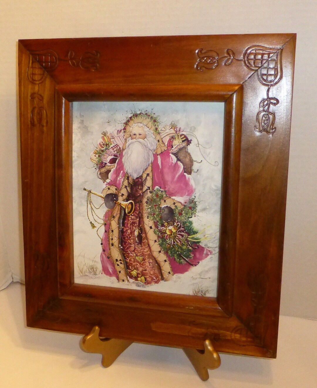 Peggy Abrams Santa Signed Full Color Print, Custom Solid Wood Frame, 15 ...