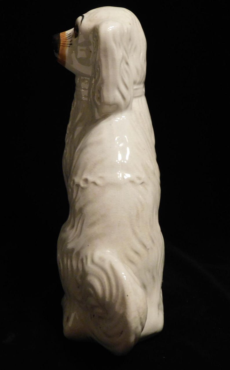Antique English Staffordshire Glass Eye 9 3/4" H. Mantle Dog, From ...