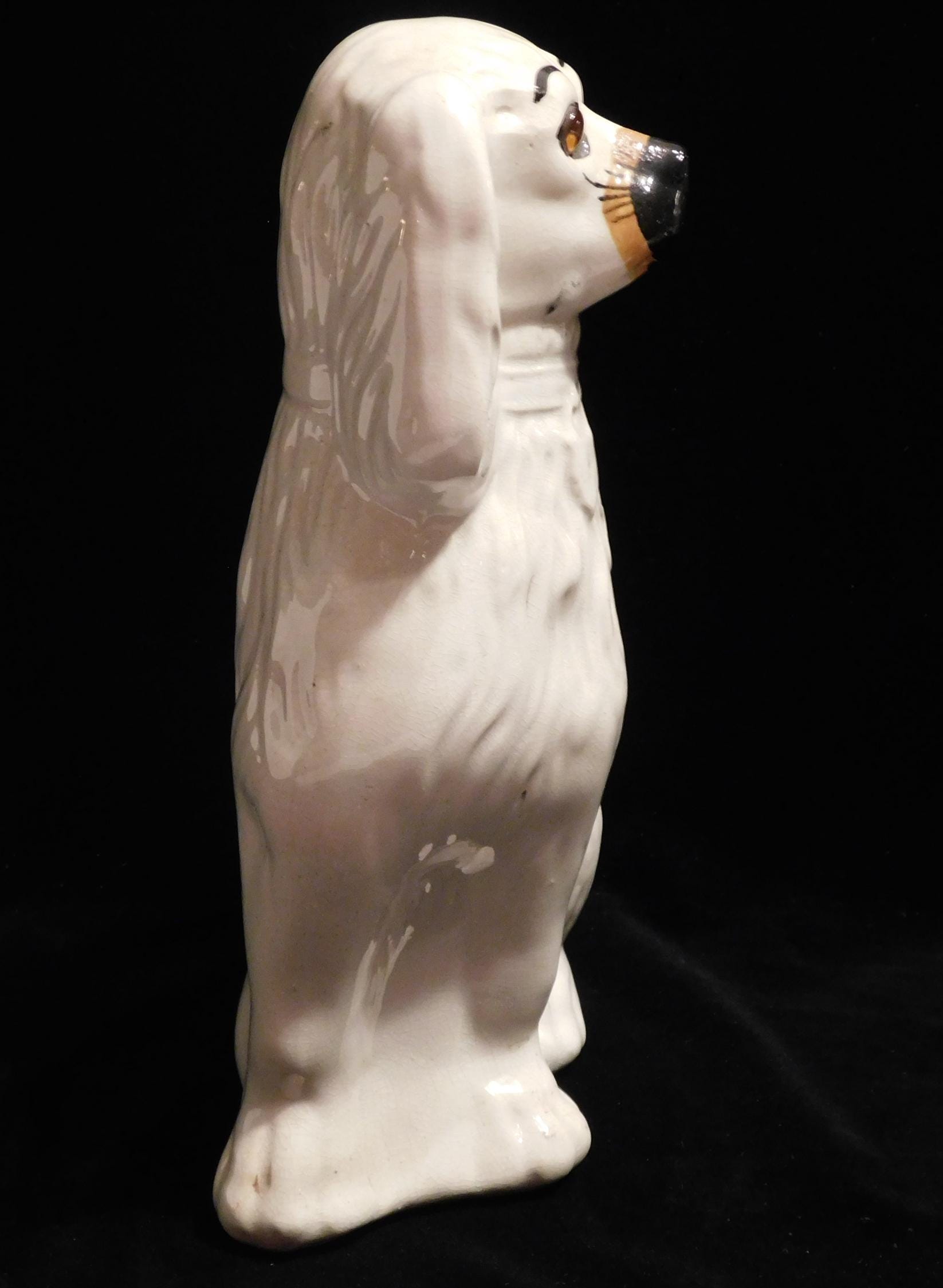 Antique English Staffordshire Glass Eye 9 3/4" H. Mantle Dog, From ...