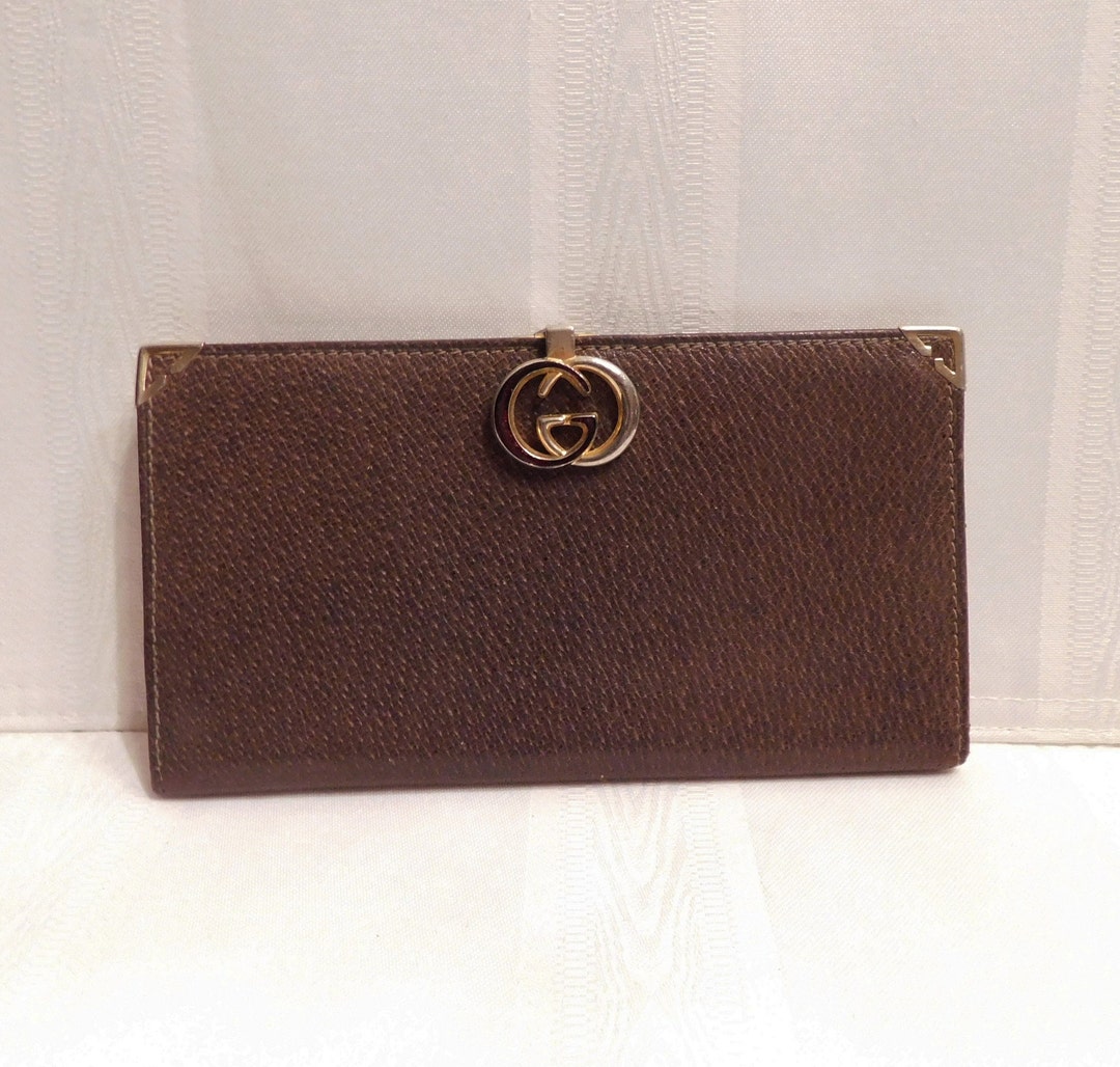 Vintage G. GUCCI Authentic Brown Pigskin Leather Checkbook Cover, "g ...
