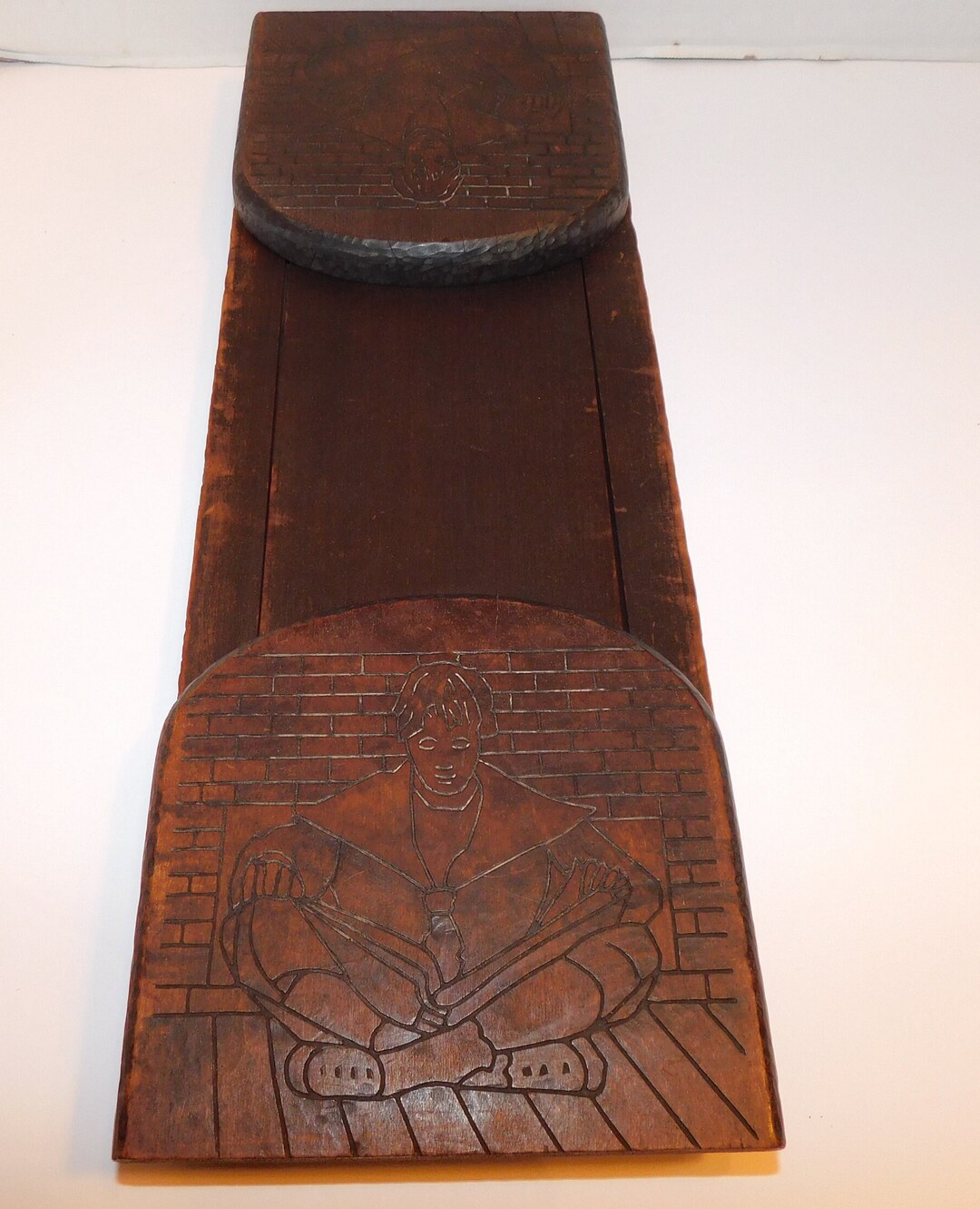 Carved Wood Folding Book Rack / Book Ends, Carved Verbiage , Perfect ...