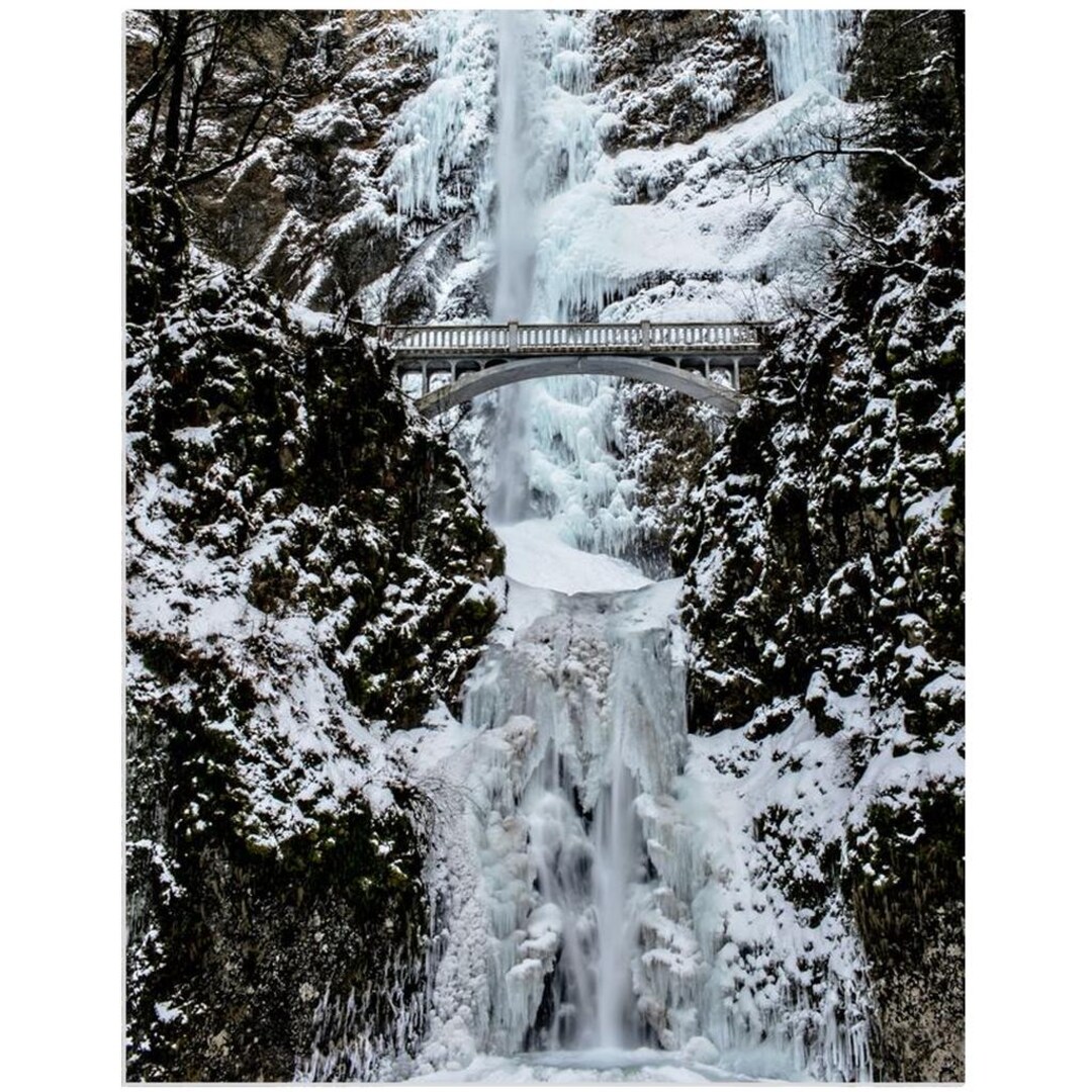 Frozen Multnomah Waterfall Acrylic Print - Etsy