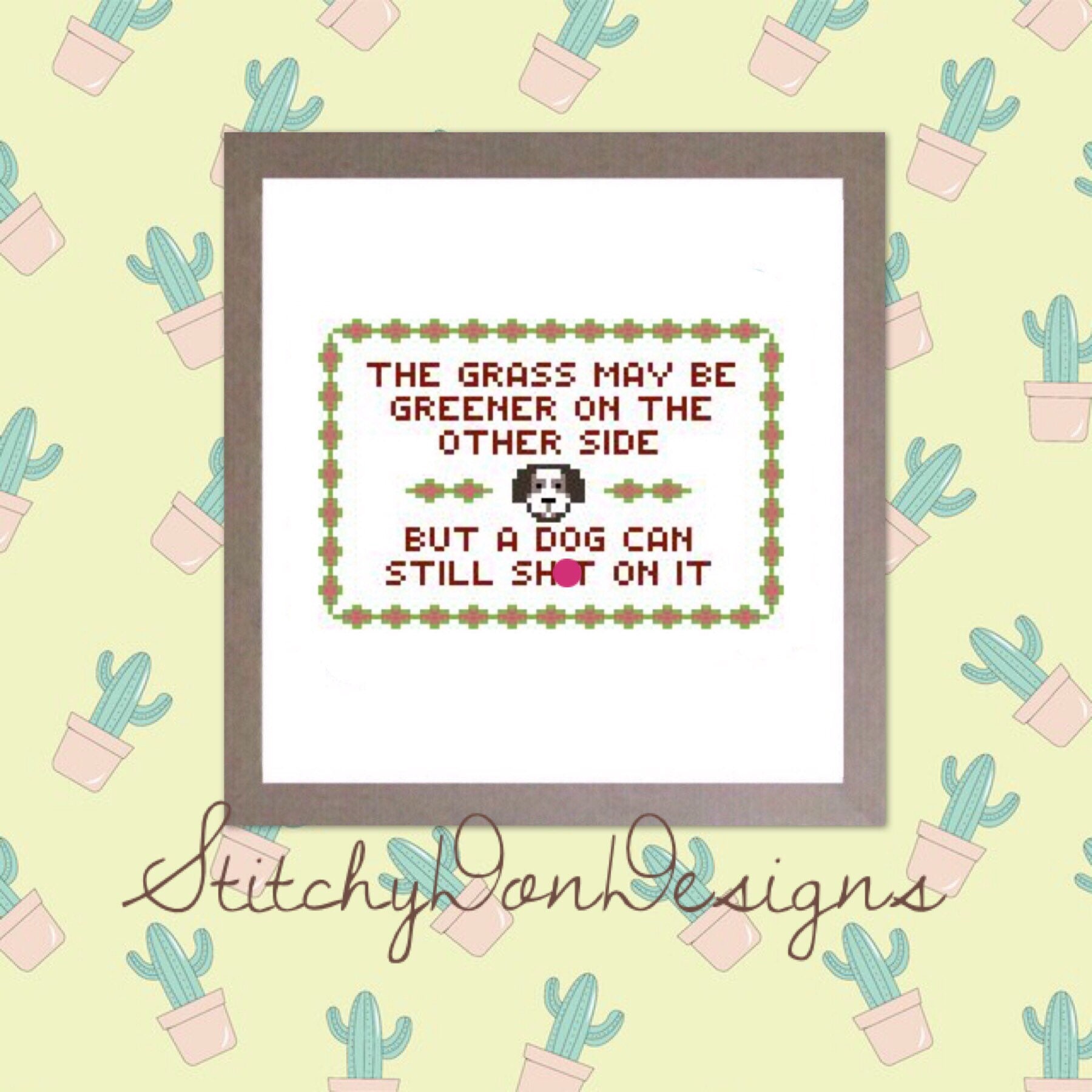 The Grass is Greener Cross Stitch PDF Pattern Chart - Etsy