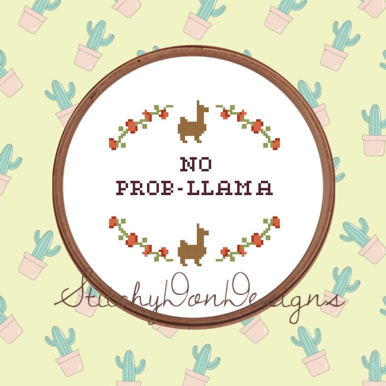 No Prob-llama PDF Cross Stitch Pattern - Etsy