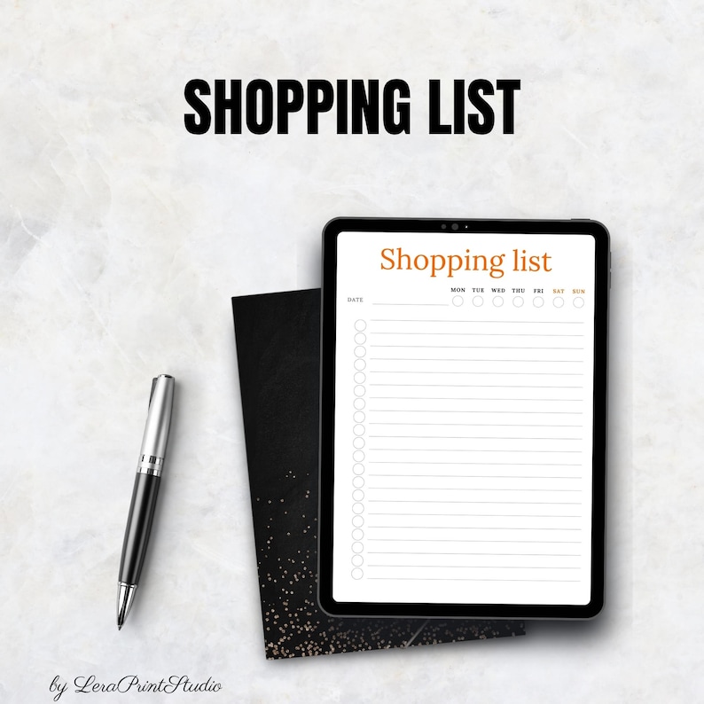 Minimalist Shopping List Template, Daily Planner, Checklist (digital ...