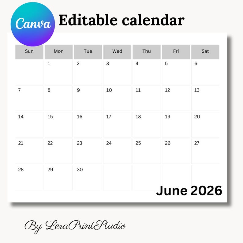 ADHD Calendar Template – Minimalist 2026 Monthly Planner, Editable ...