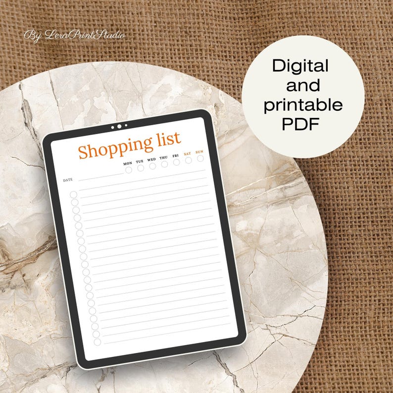 Minimalist Shopping List Template, Daily Planner, Checklist (digital ...