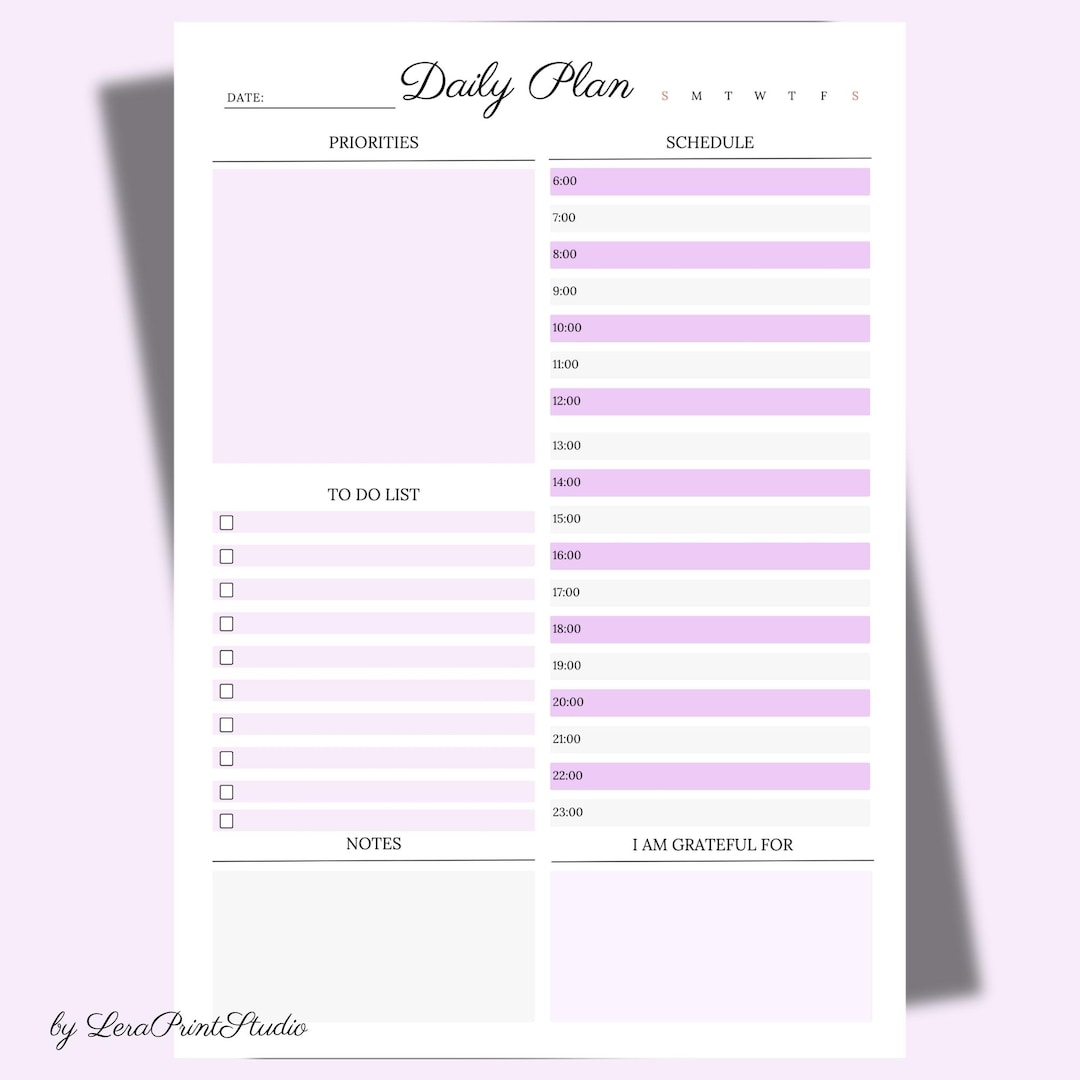Daily Planner Printable PDF | Minimalist Schedule & To-do List (A4, A5 ...