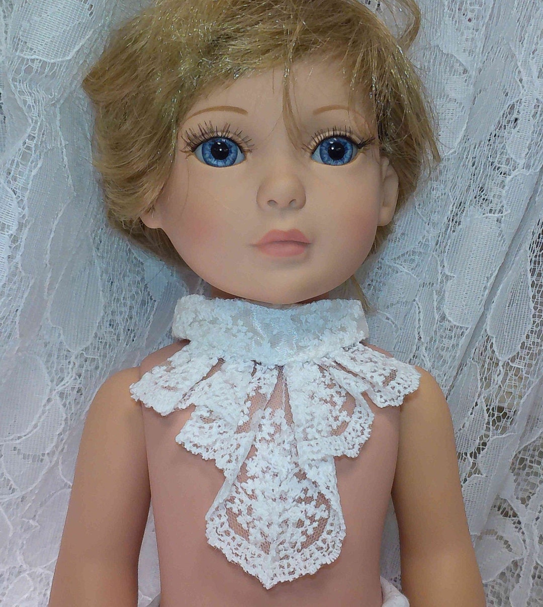 White Historical Lace Jabot/ Cravat Neck Tie -made for 18" Dolls - Etsy