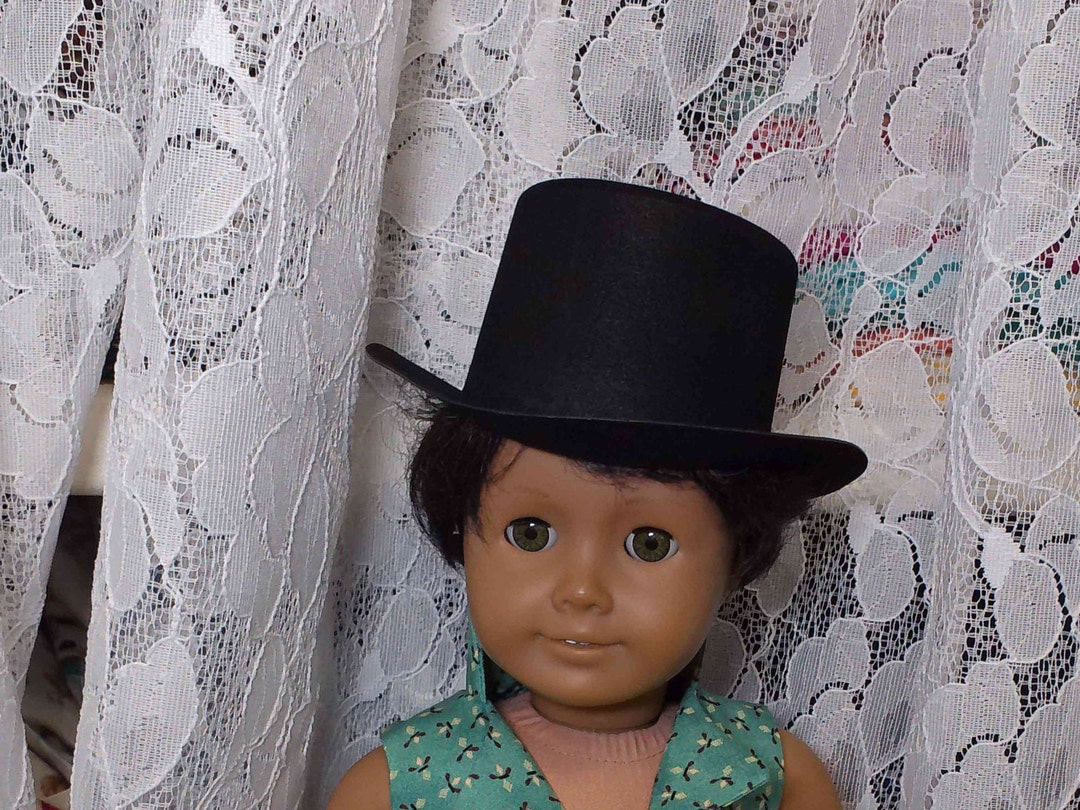 Vintage Hard Flocked black Doll Top Hat for 18 Inch Dolls Suitable for ...