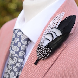 Monochrome Feather Lapel Pin Large No.1 | Feather Boutonniere ...