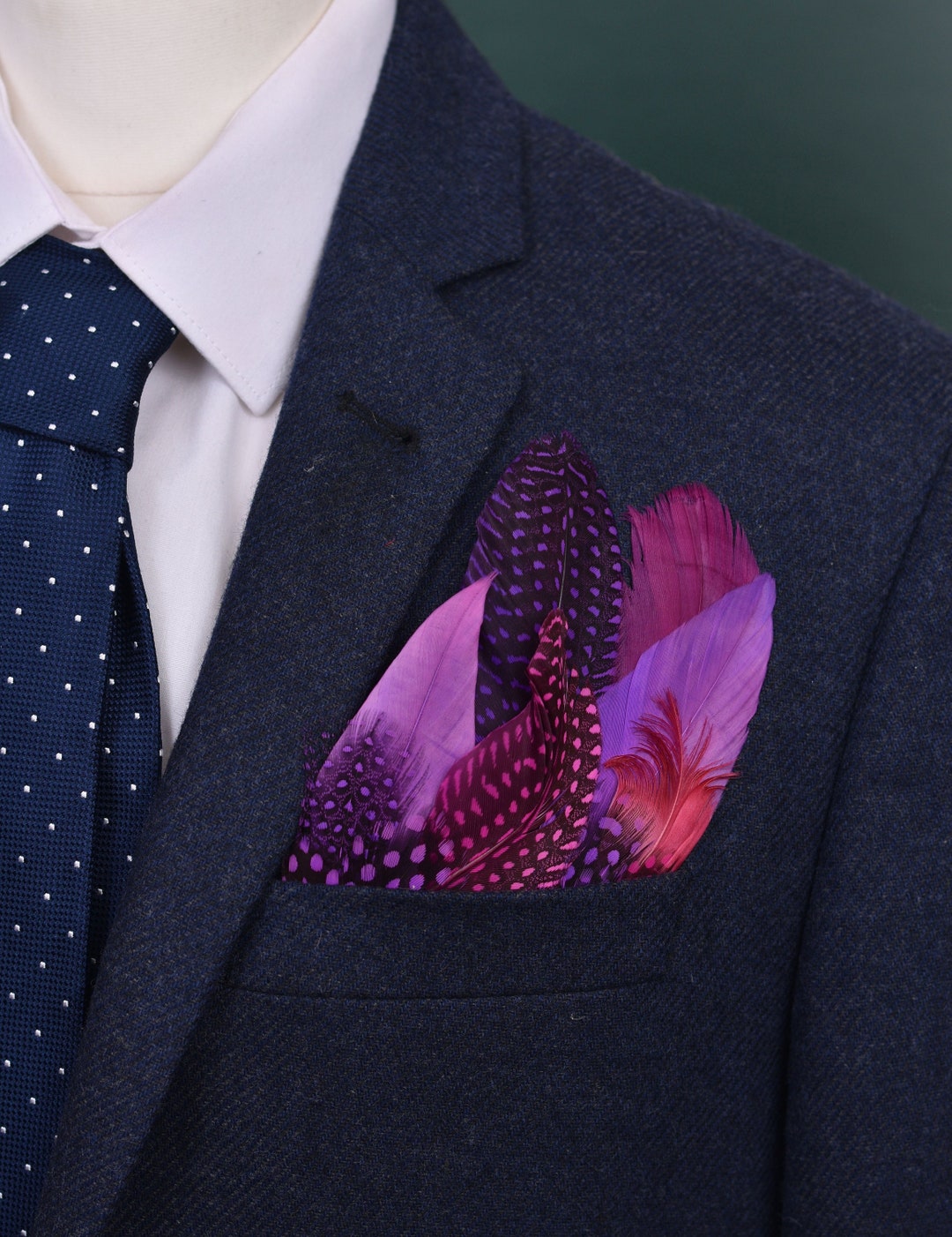 Purple and Pink Spotted Feather Pocket Square No.110 Suit - Etsy