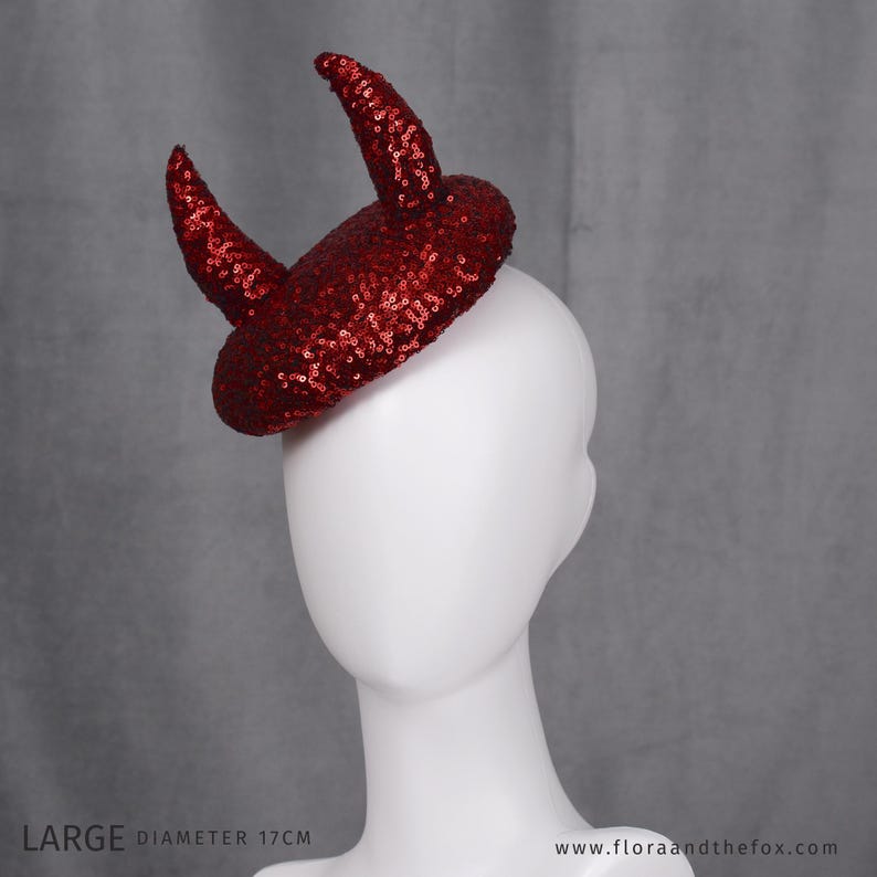 Lillith - Red Devil Sequin Beret Hat Button Fascinator - Devil Costume ...