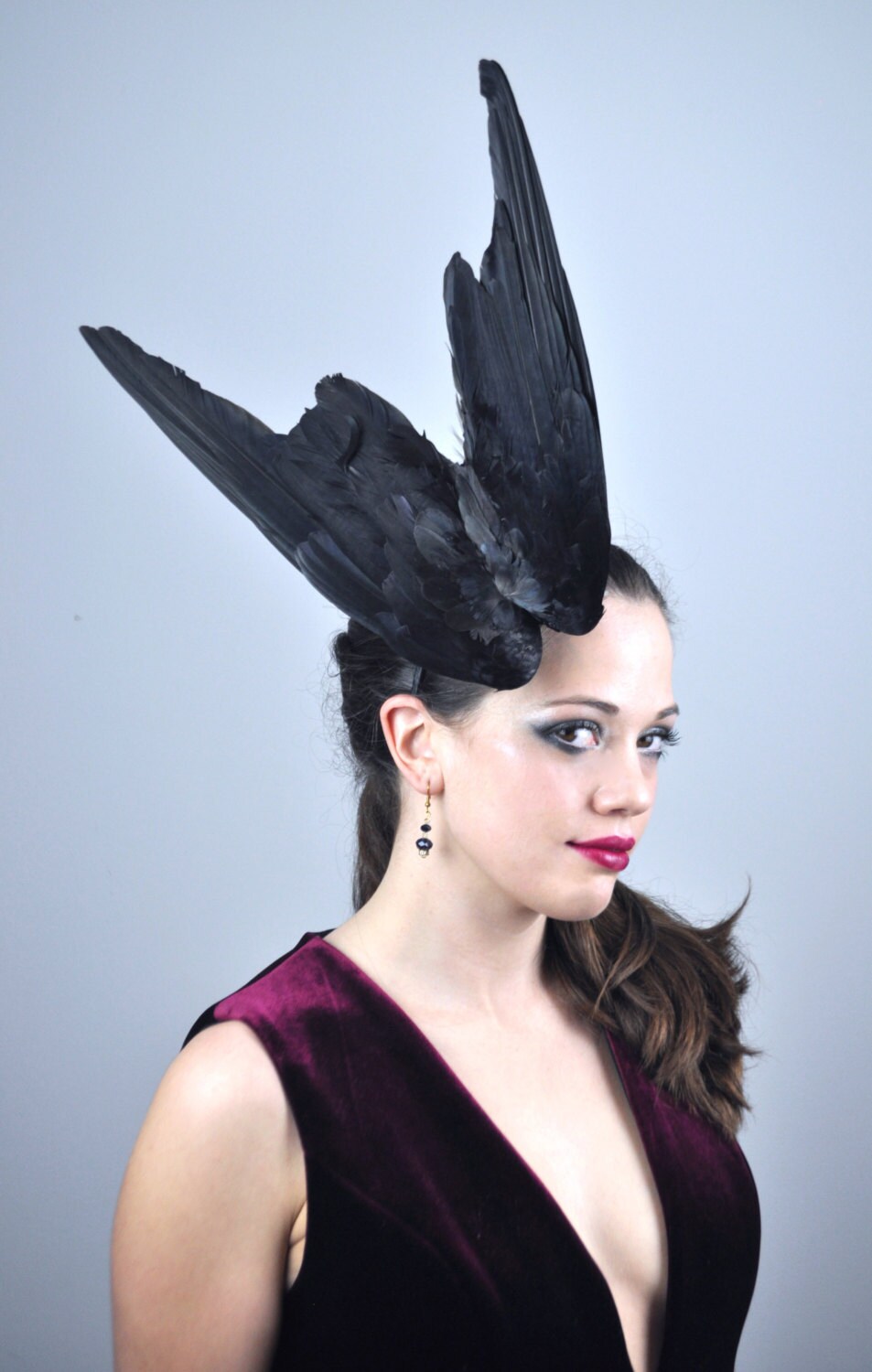 Black Diving Bird Wing Headpiece