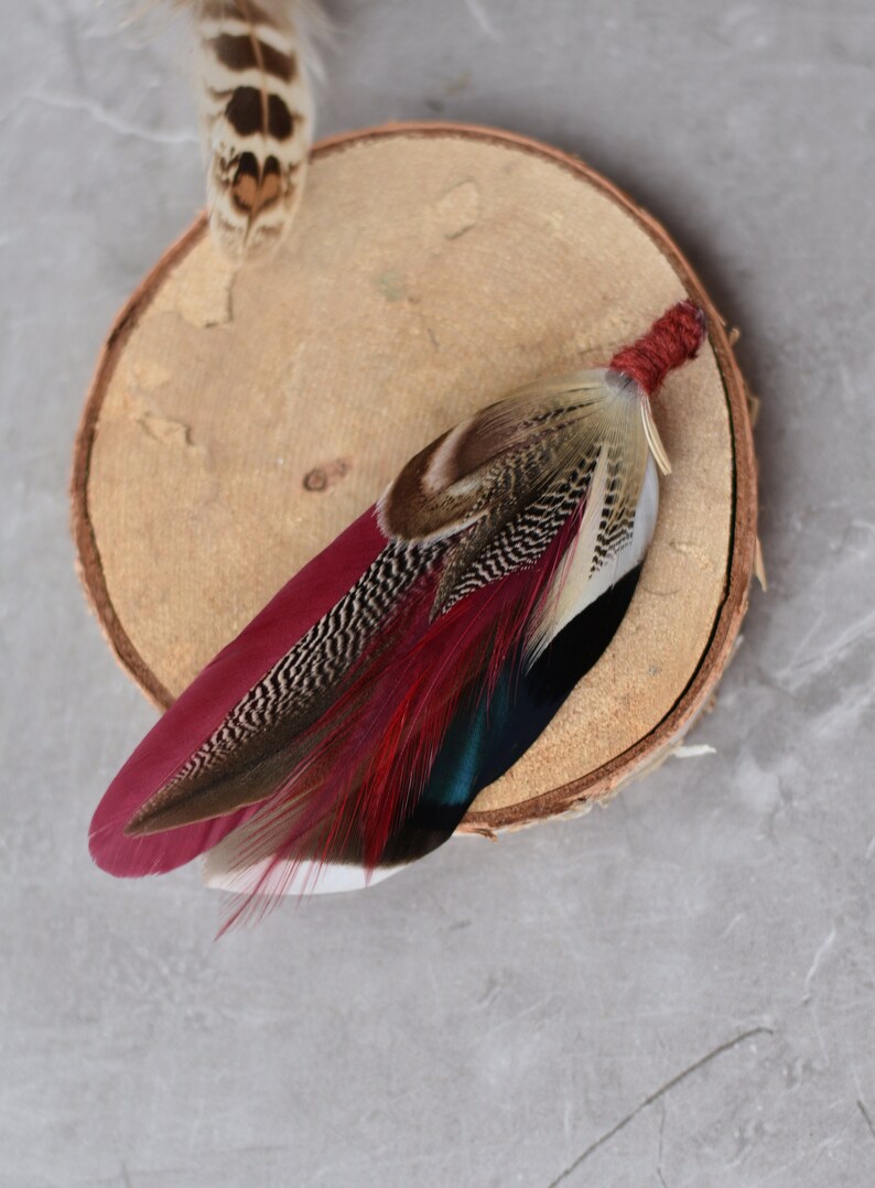 Burgundy and Navy Blue Duck Feather Lapel Pin Duck Feather | Etsy