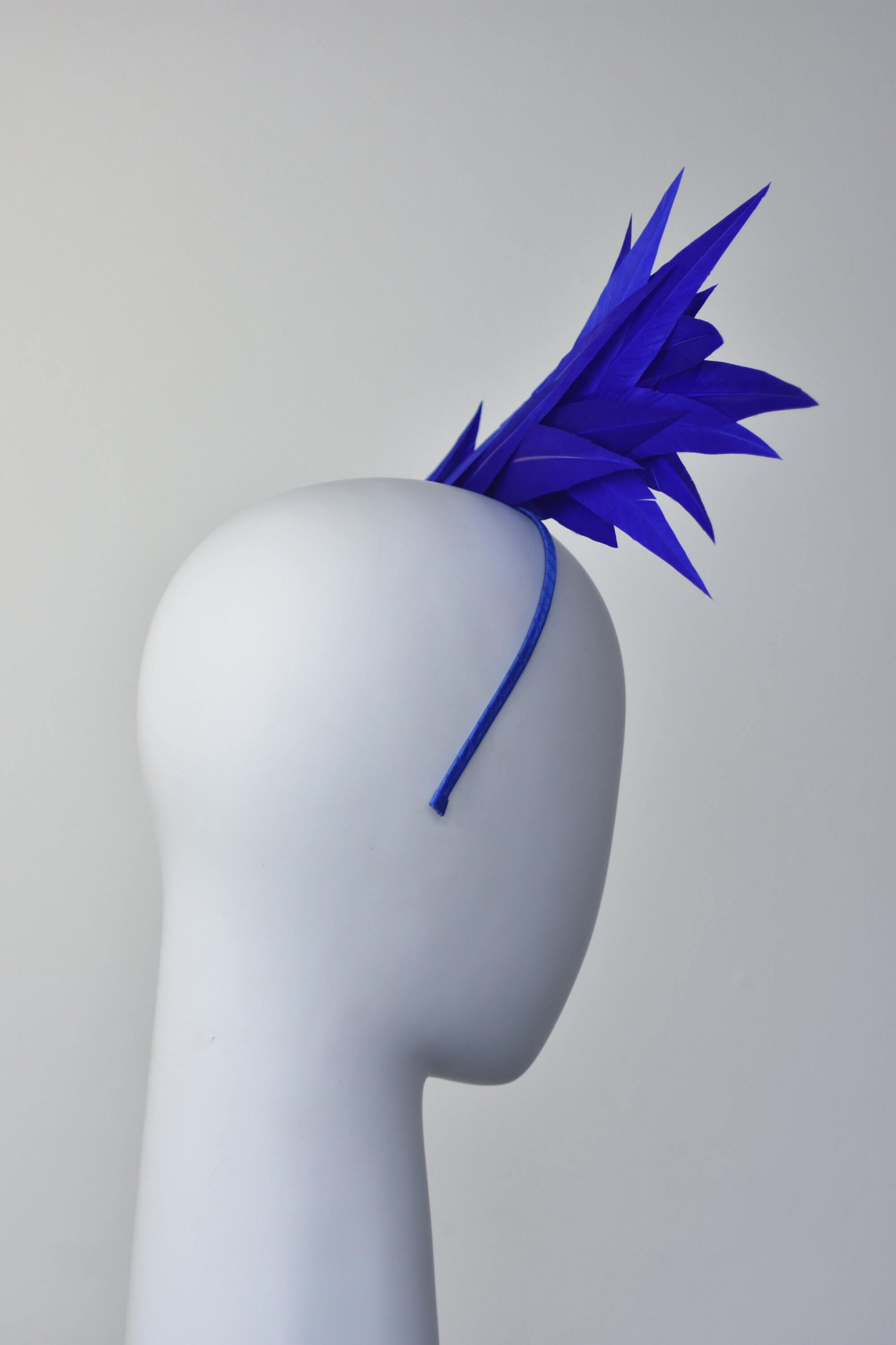 Sculptural Royal Blue Feather Headband