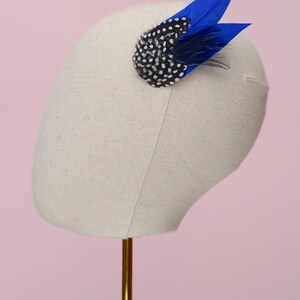 Cobalt Blue and Polka Dot Feather Hair Clip | Royal Blue Feather ...