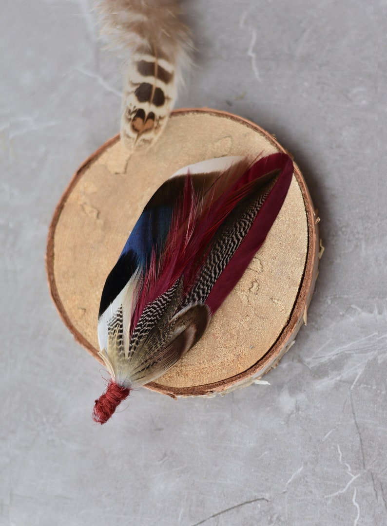 Burgundy and Navy Blue Duck Feather Lapel Pin Duck Feather | Etsy