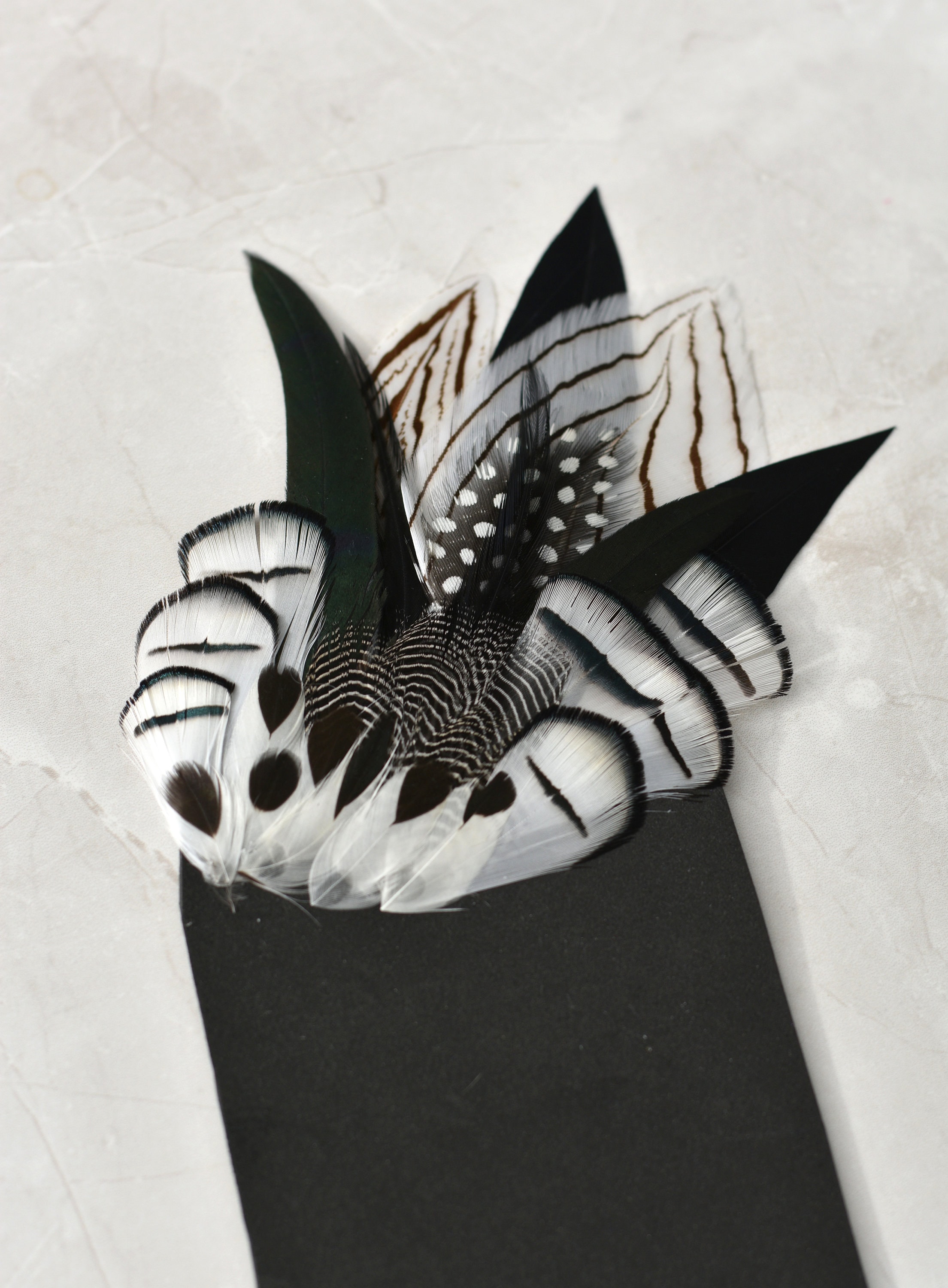 Monochrome Feather Pocket Square No.15