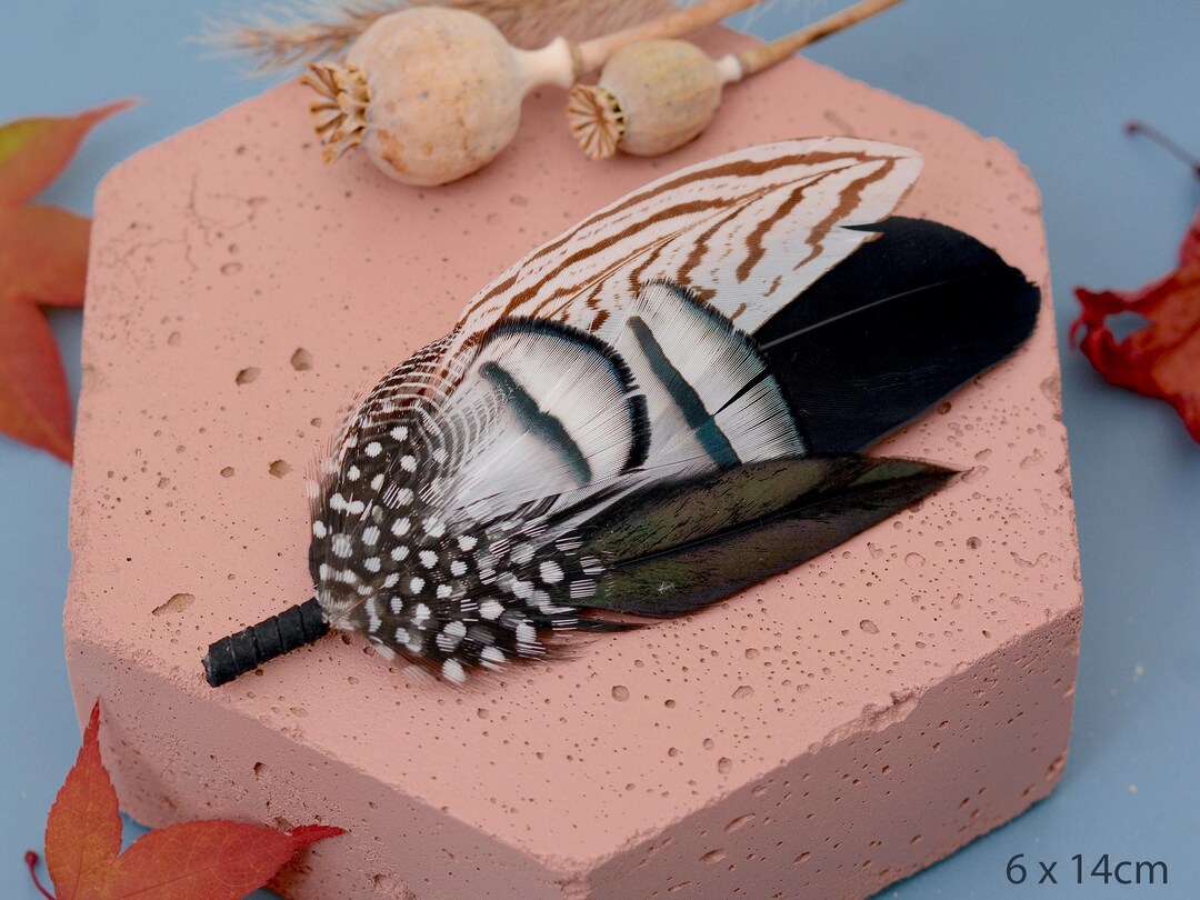 Monochrome Feather Lapel Pin Large No.1 | Feather Boutonniere ...