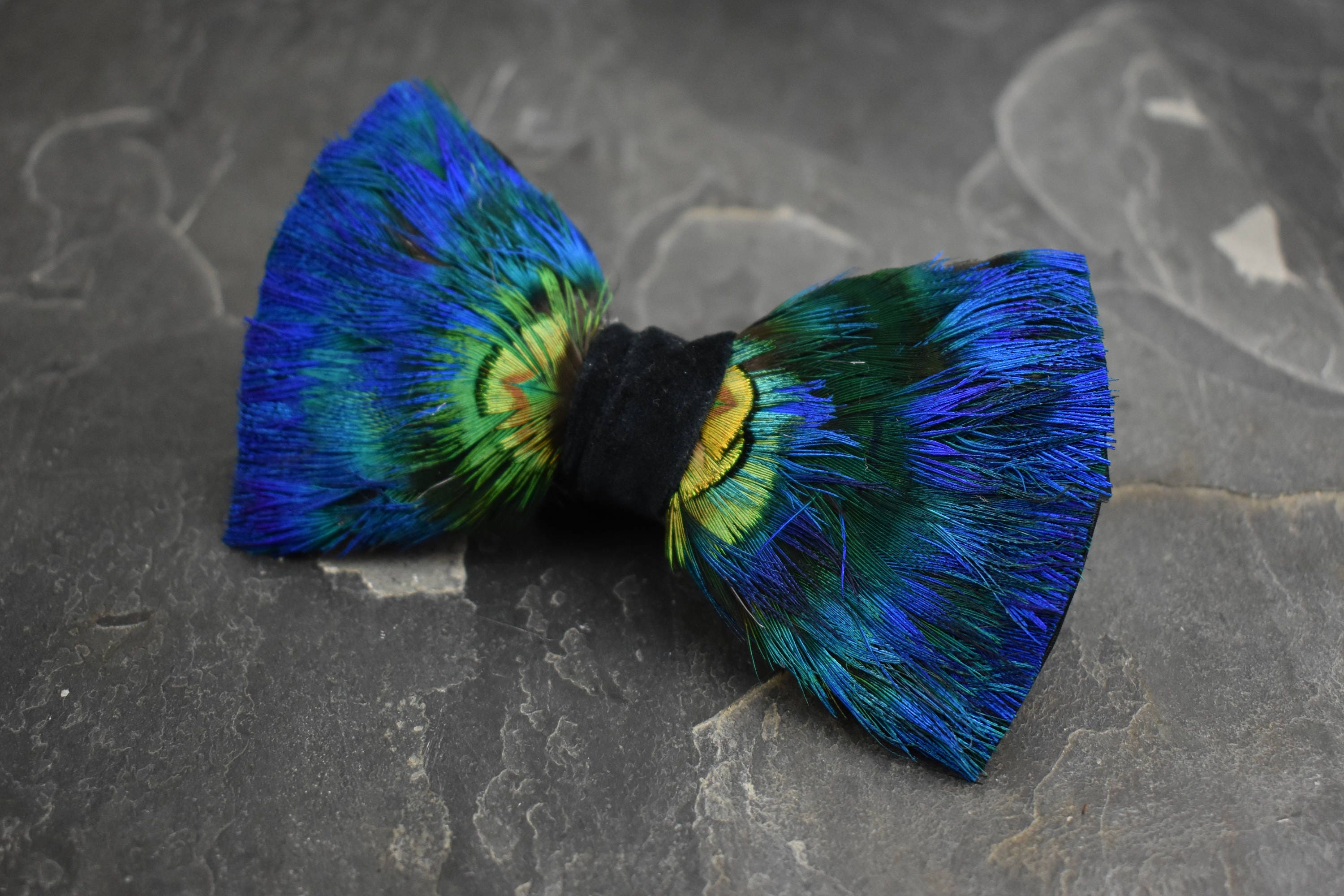 Peacock Feather Bow Tie In Turquoise And Teal
