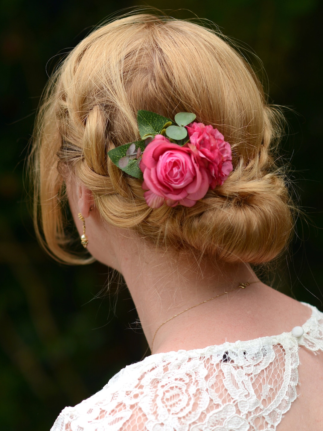 Bright Pink Rose and Peony Flower Hair Clip - Bridal Accessory - Etsy