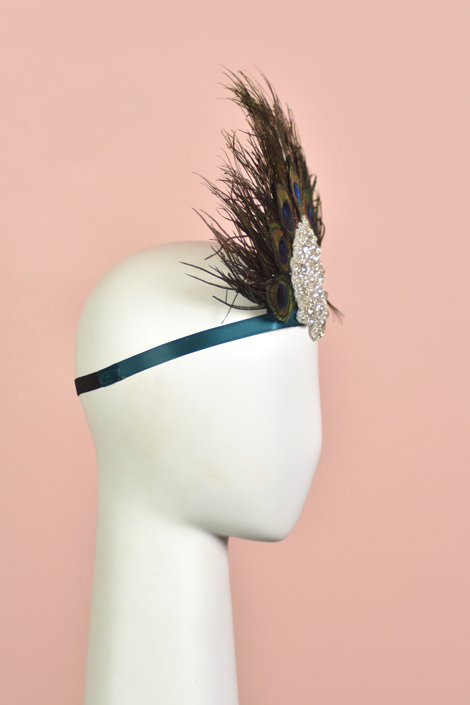 Peacock Feather Crown with Rhinestones Festival Feather | Etsy