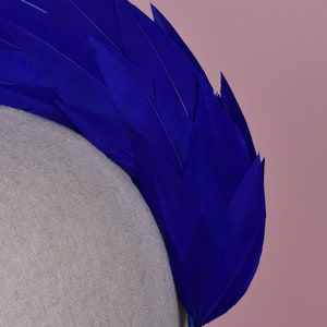 Cobalt Blue Spiked Feather Halo Headband | Royal Blue Feather Headpiece ...