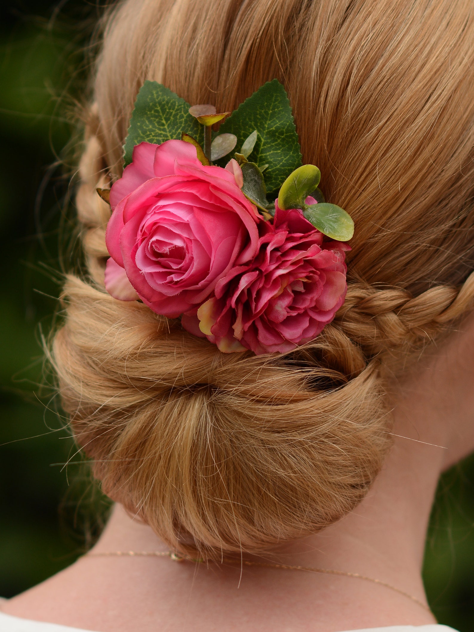 Bright Pink Rose and Peony Flower Hair Clip | Silk Flower Hair Clip ...