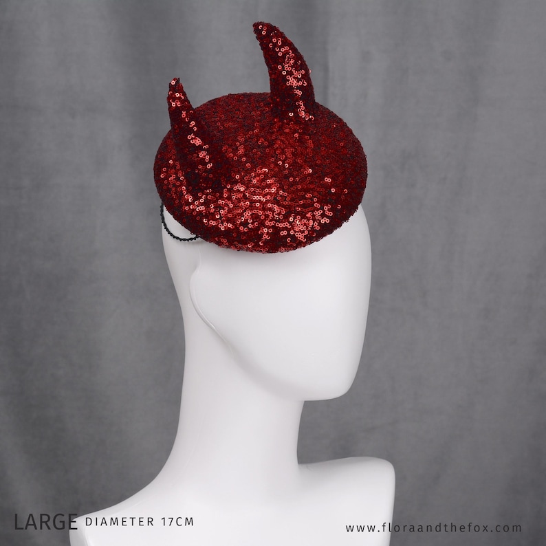 Lillith - Red Devil Sequin Beret Hat Button Fascinator - Devil Costume ...