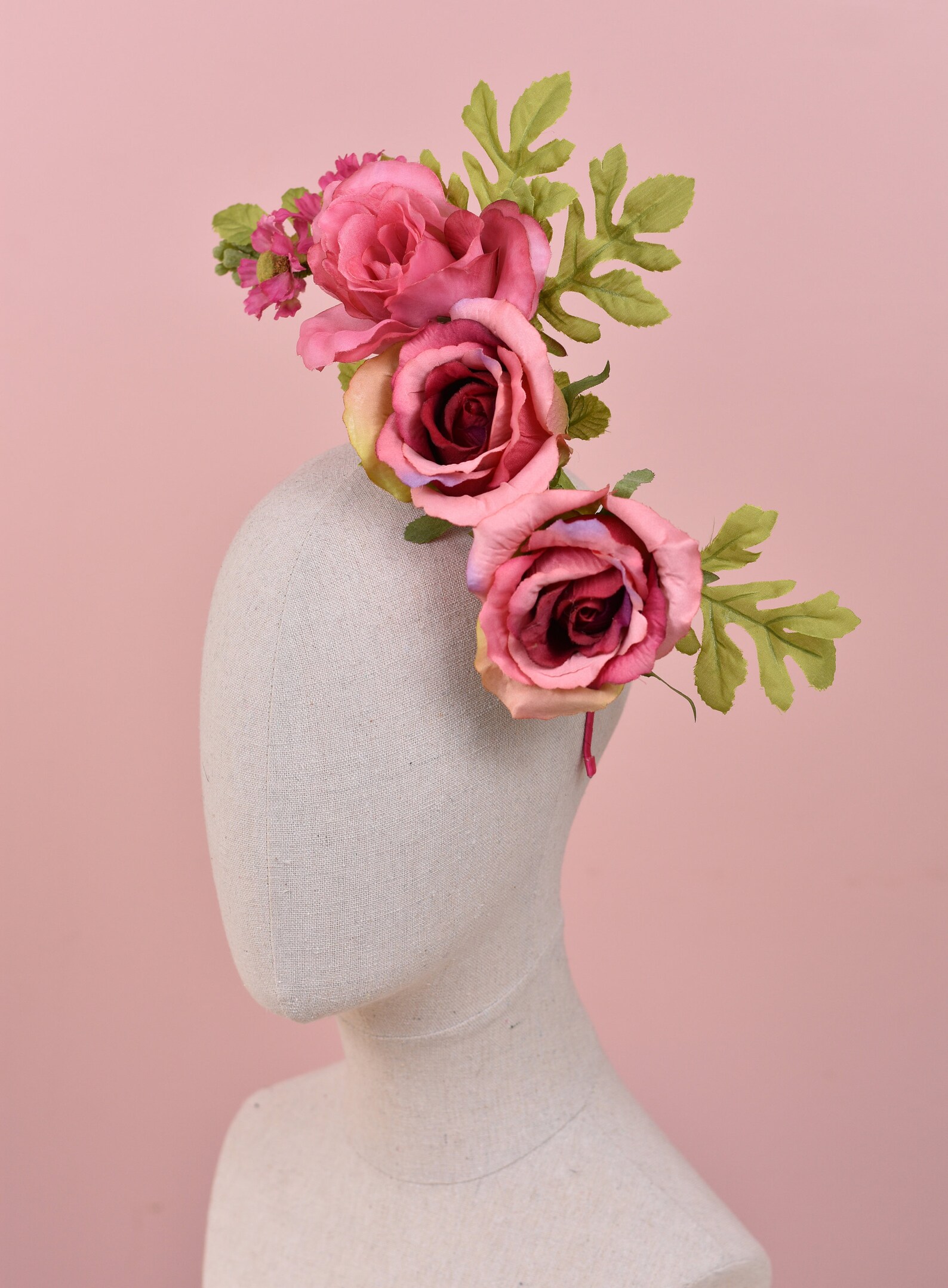 Sculptural Floating Pink Roses Headpiece Flower Crown - Etsy