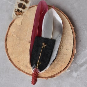 Burgundy and Navy Blue Duck Feather Lapel Pin Duck Feather | Etsy