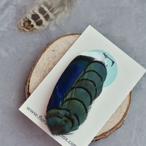 Duck Feather Lapel Pin in Navy and Green Feather Boutonniere Feather ...