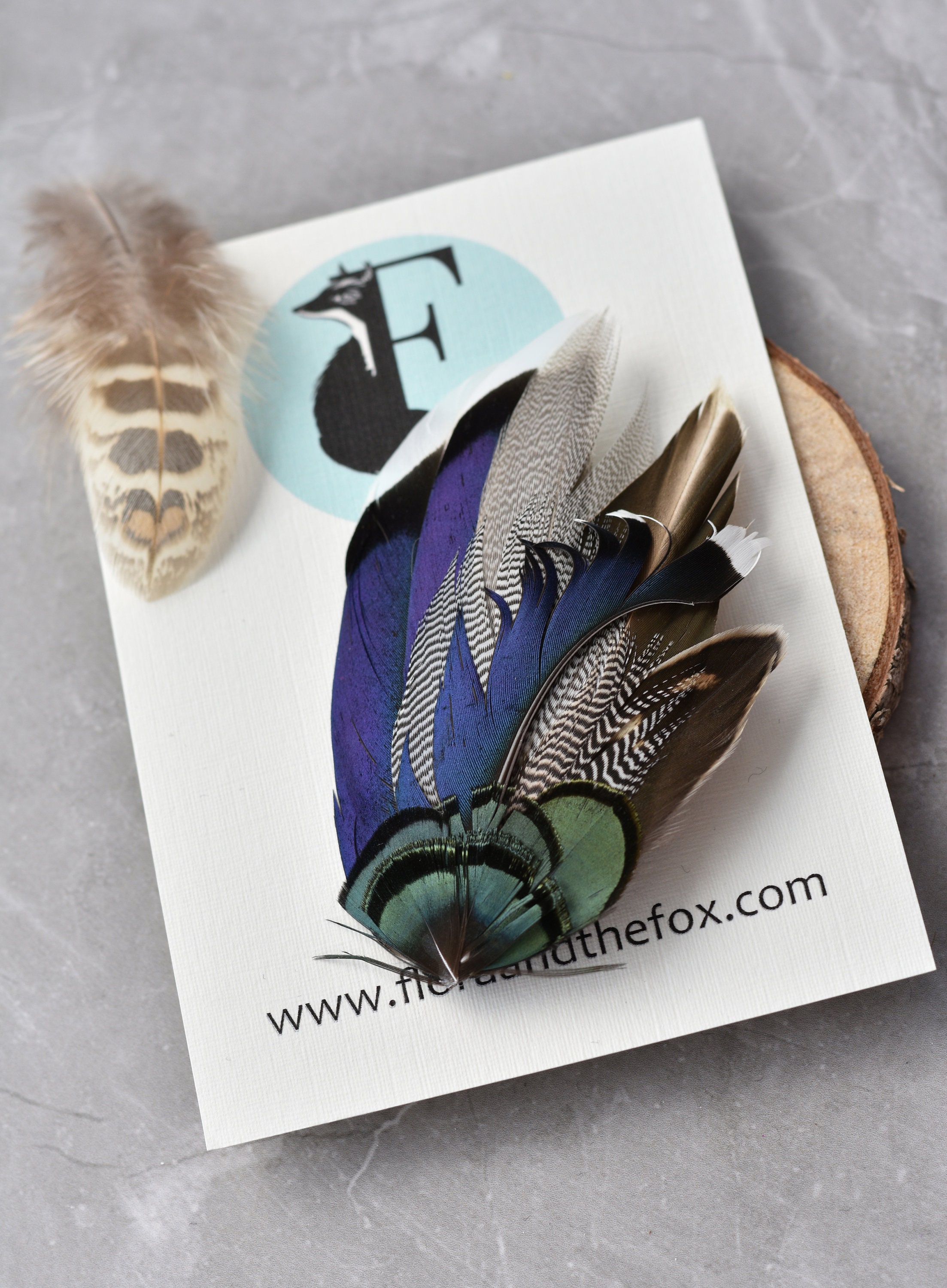 Navy Blue Duck Feather Lapel Pin Brooch No.32
