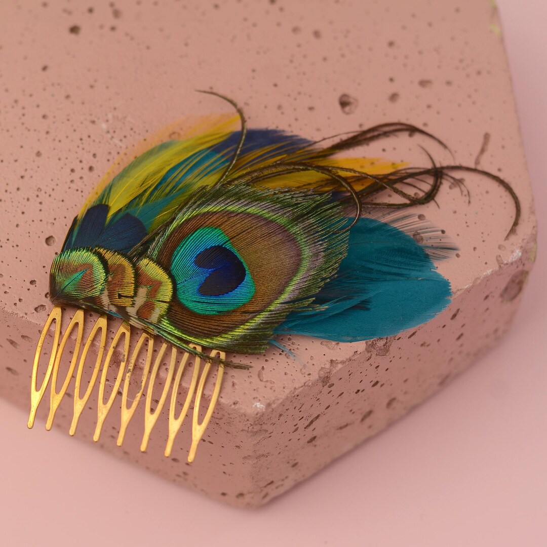 Peacock Feather Hair Comb | Peacock Feather Fascinator | Peacock ...