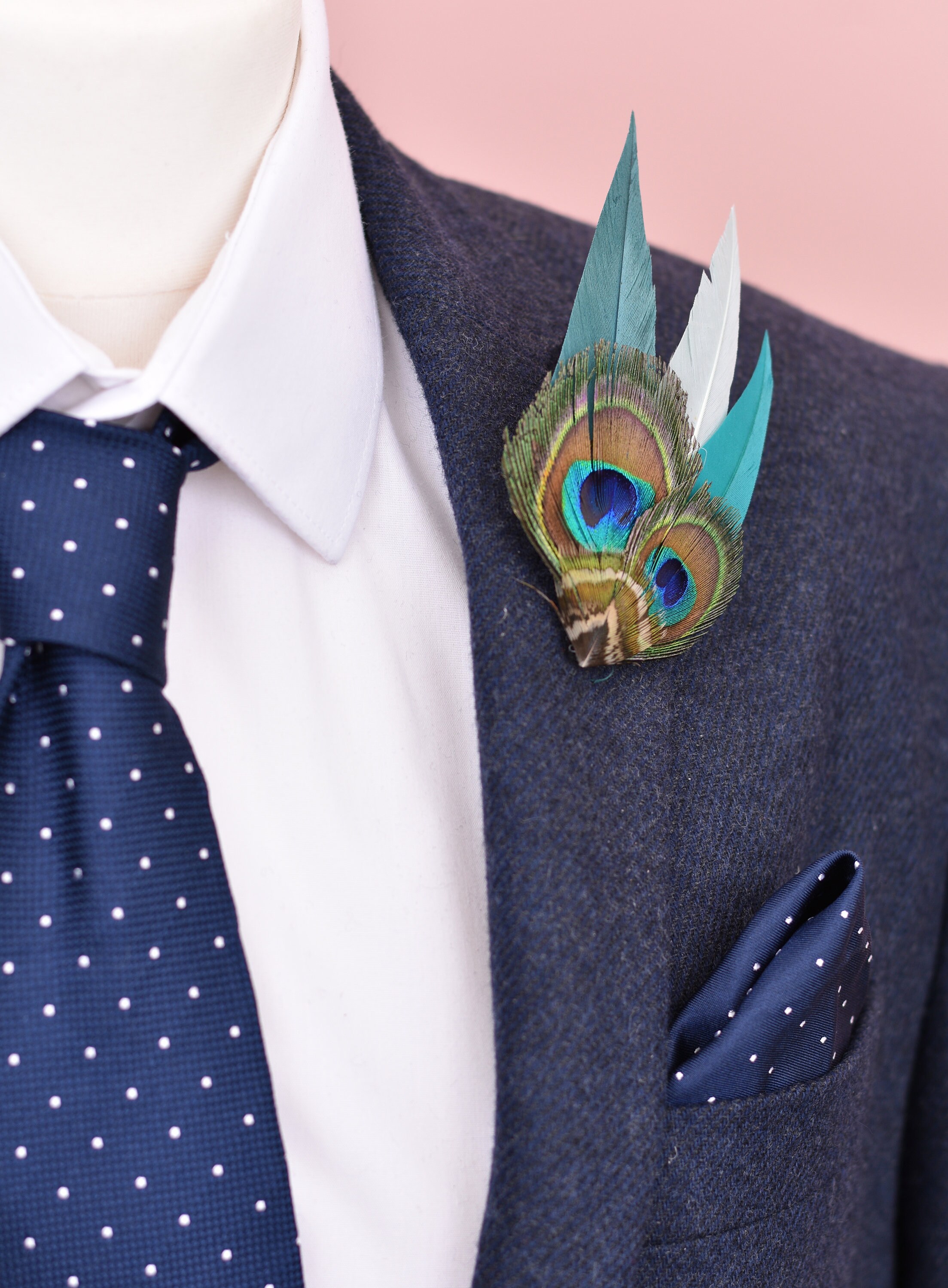 Teal and Green Peacock Feather Lapel Pin / Hat Pin No.99