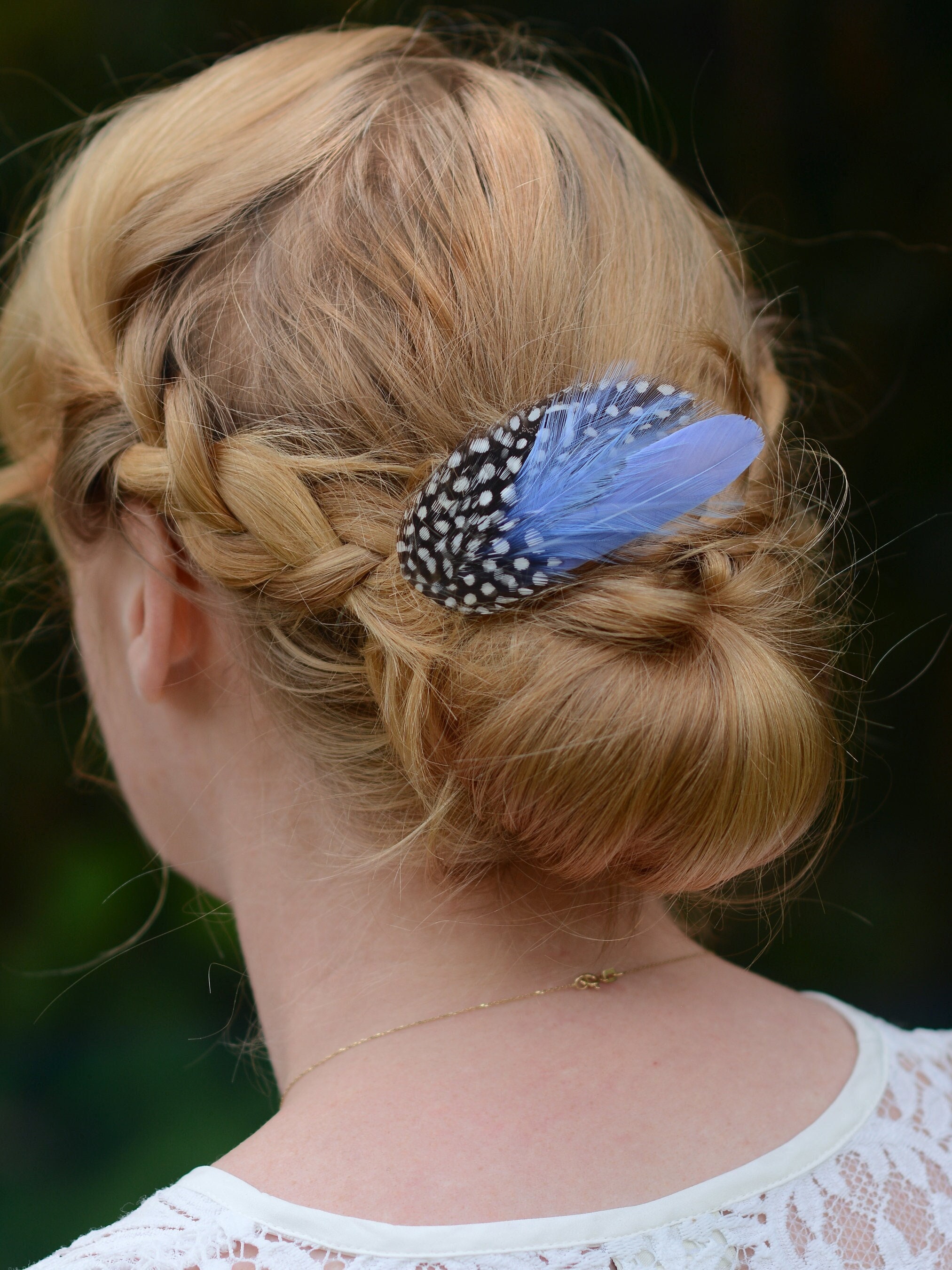 Feather Hair Clip in Cornflower Blue and Polka Dot | Blue Feather Hair ...