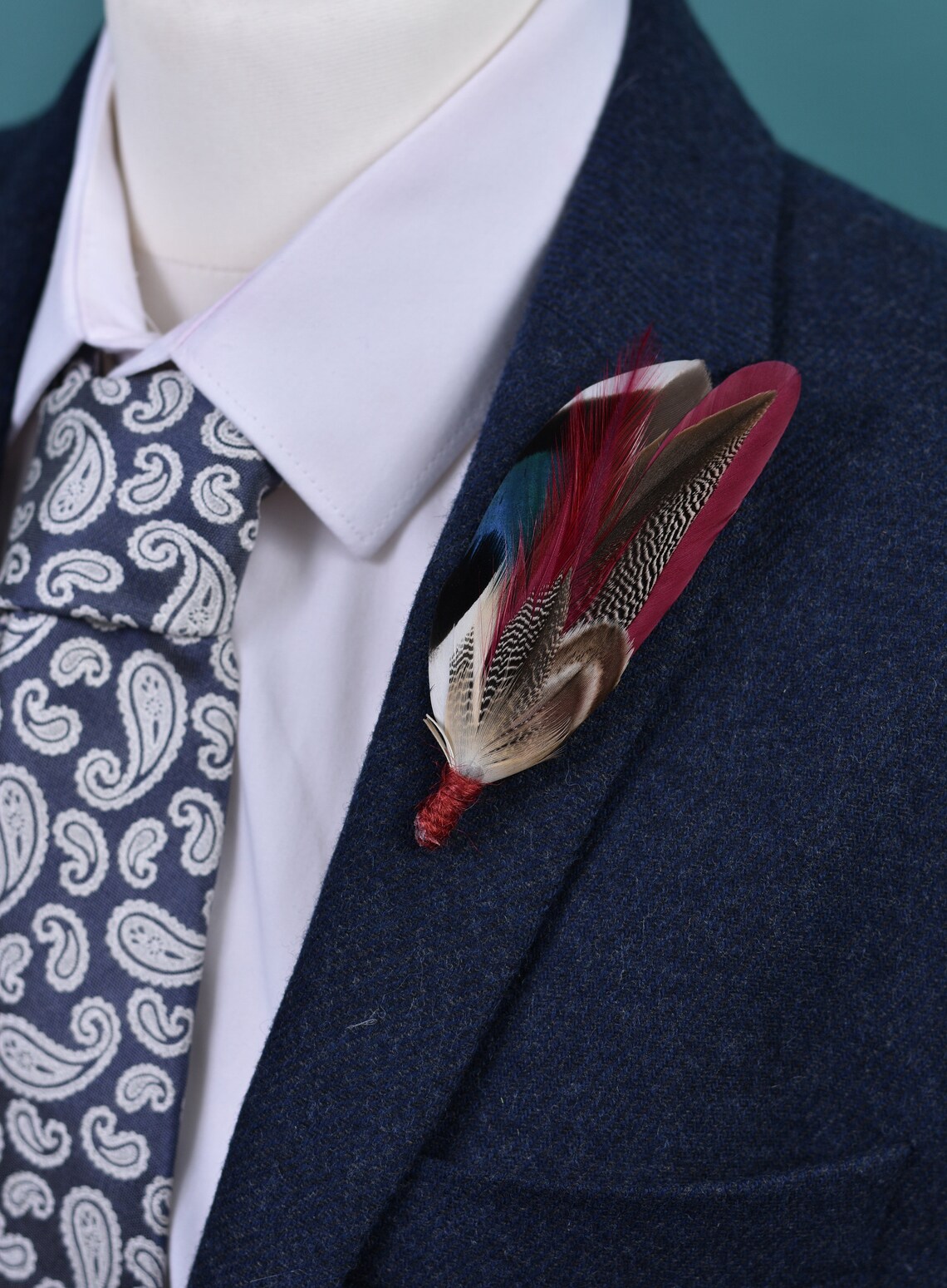 Burgundy and Navy Blue Duck Feather Lapel Pin Duck Feather - Etsy