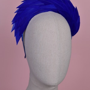 Cobalt Blue Spiked Feather Halo Headband | Royal Blue Feather Headpiece ...