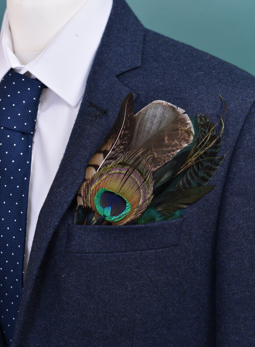 Pheasant Turkey and Peacock Feather Pocket Square No.45 - Etsy