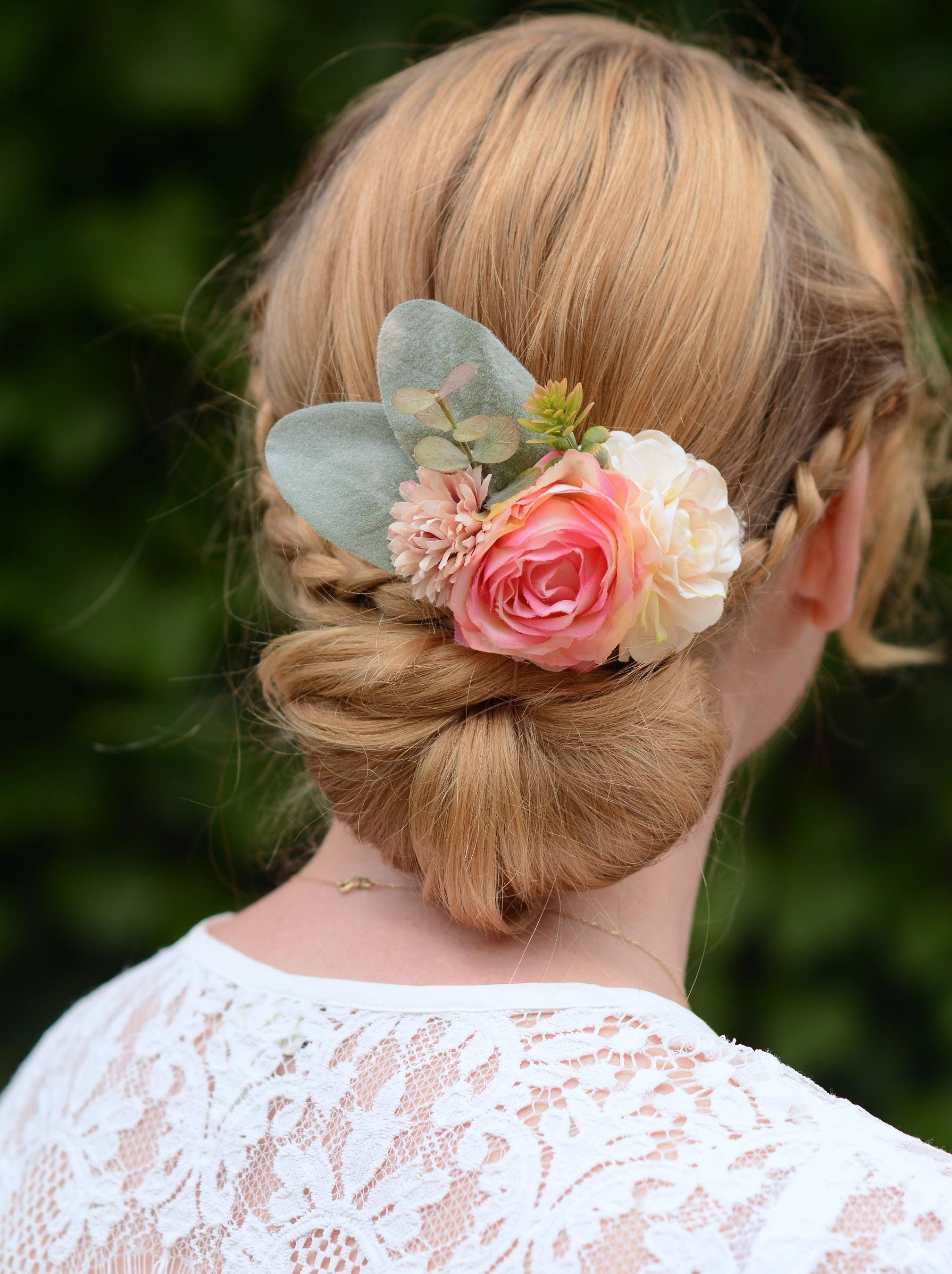 Pink Peony Silk Flower Hair Clip